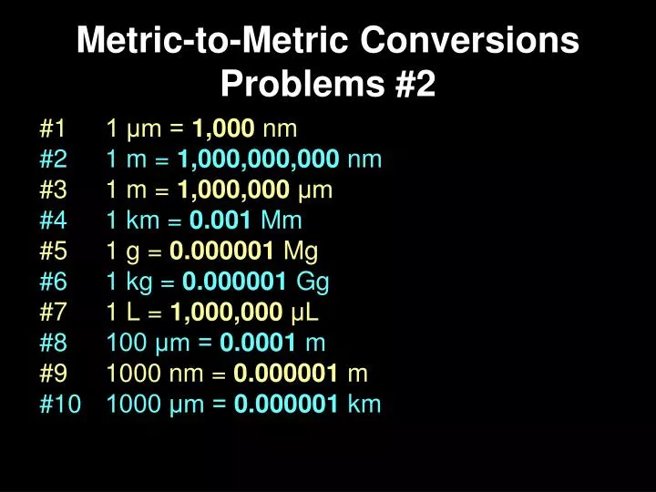 PPT - Metric-to-Metric Conversions Problems #2 PowerPoint Presentation ...