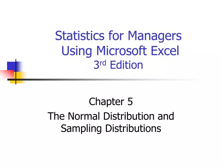 PPT - Statistics for Managers Using Microsoft Excel 3 rd Edition ...