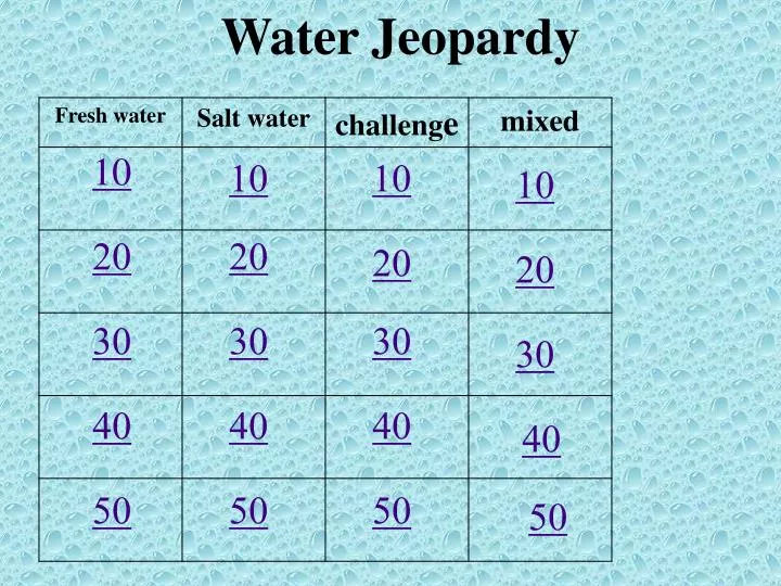 PPT - Water Jeopardy PowerPoint Presentation, free download - ID:5898657