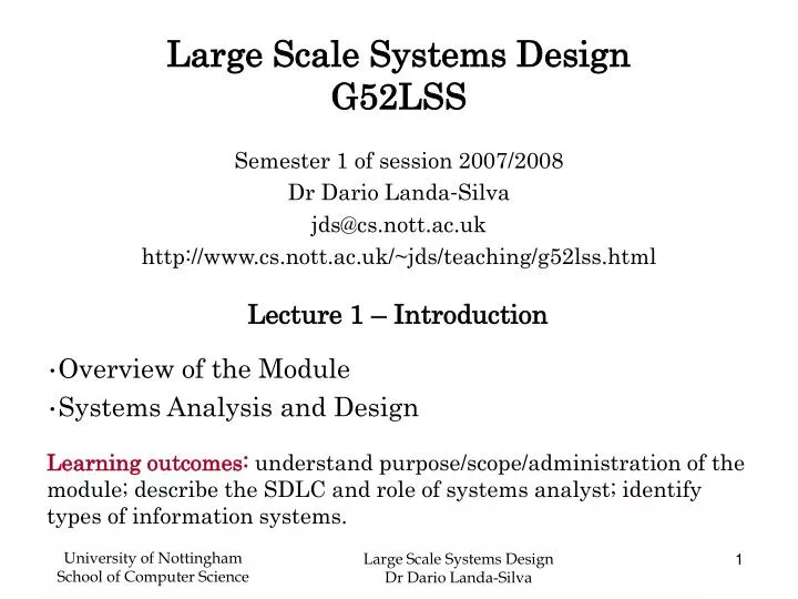 PPT - Large Scale Systems Design G52LSS PowerPoint Presentation, free ...