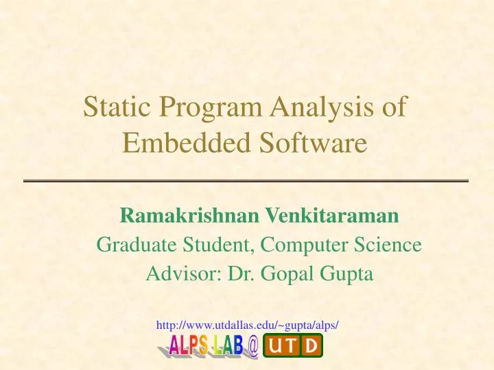 PPT - Static Program Analysis of Embedded Software PowerPoint Presentation - ID:5899797