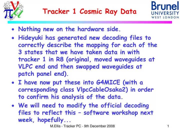 PPT - Tracker 1 Cosmic Ray Data PowerPoint Presentation, free download ...