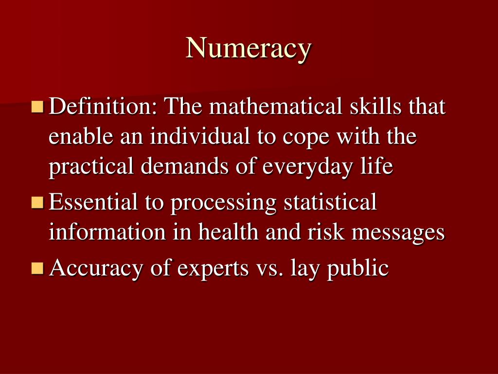 PPT - The Role of Health Literacy and Numeracy in Cancer Communication ...