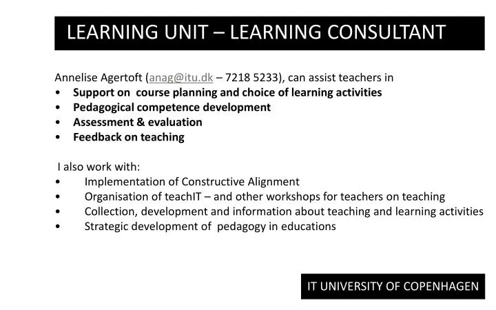 PPT - Learning Unit – learning consultant PowerPoint Presentation, free ...