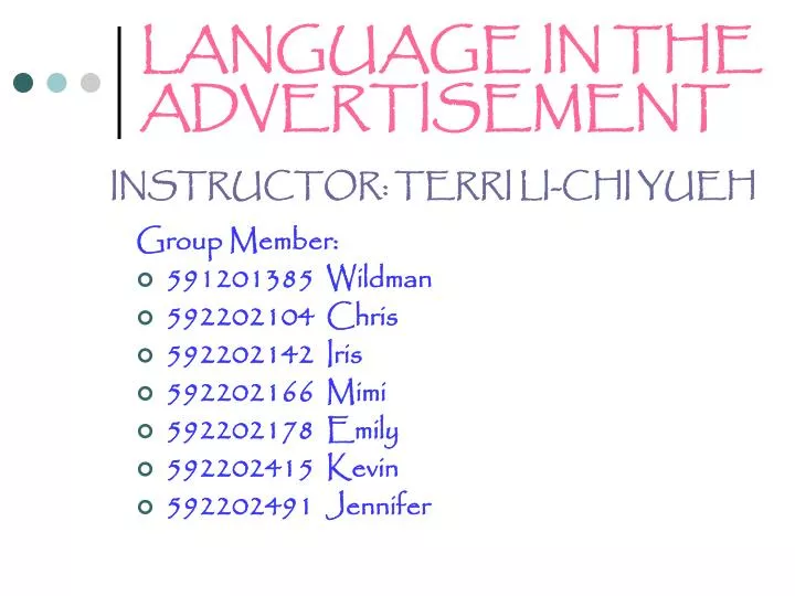PPT - LANGUAGE IN THE ADVERTISEMENT PowerPoint Presentation, free ...