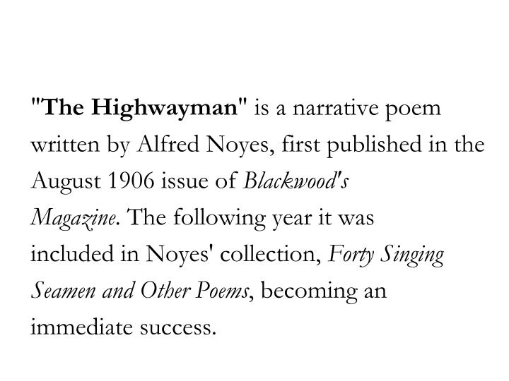 Highwayman Poem