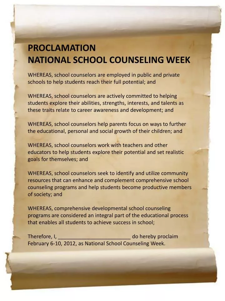 PPT - PROCLAMATION NATIONAL SCHOOL COUNSELING WEEK PowerPoint ...