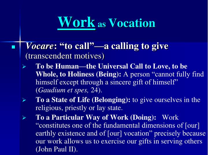PPT - Beyond Career to Calling Understanding Work as a Vocation within ...