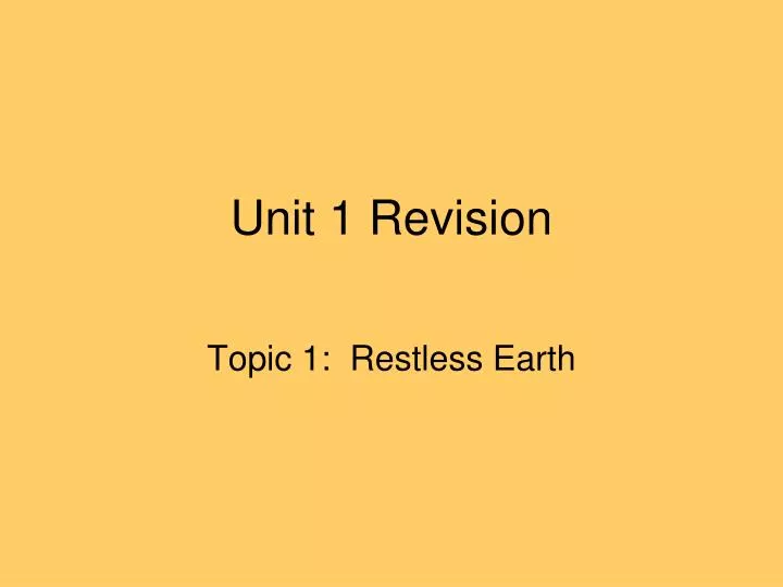 PPT - Unit 1 Revision PowerPoint Presentation, free download - ID:5915578