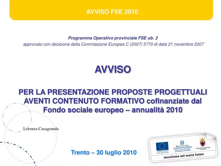 PPT - Programma Operativo provinciale FSE ob. 2 PowerPoint Presentation - ID:5916877