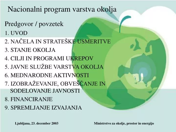 PPT - Nacionalni program varstva okolja PowerPoint Presentation, free ...