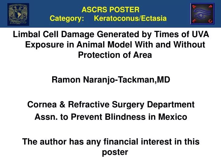 PPT - ASCRS POSTER Category: Keratoconus/Ectasia PowerPoint ...