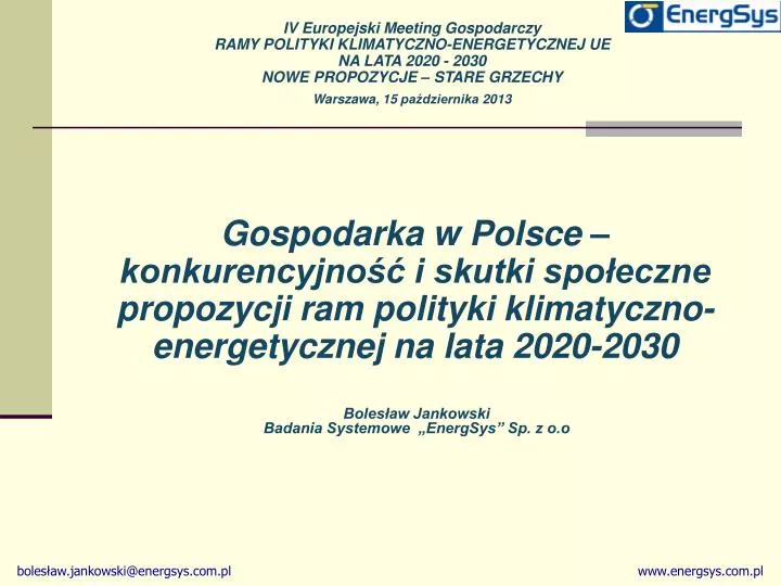 PPT - bolesław.jankowski@energsys.pl PowerPoint Presentation, free ...