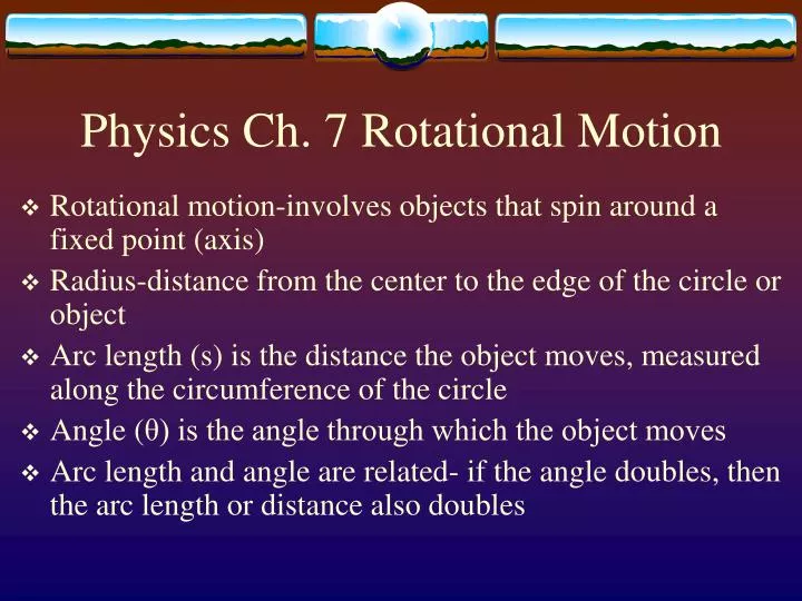 PPT - Physics Ch. 7 Rotational Motion PowerPoint Presentation, free ...