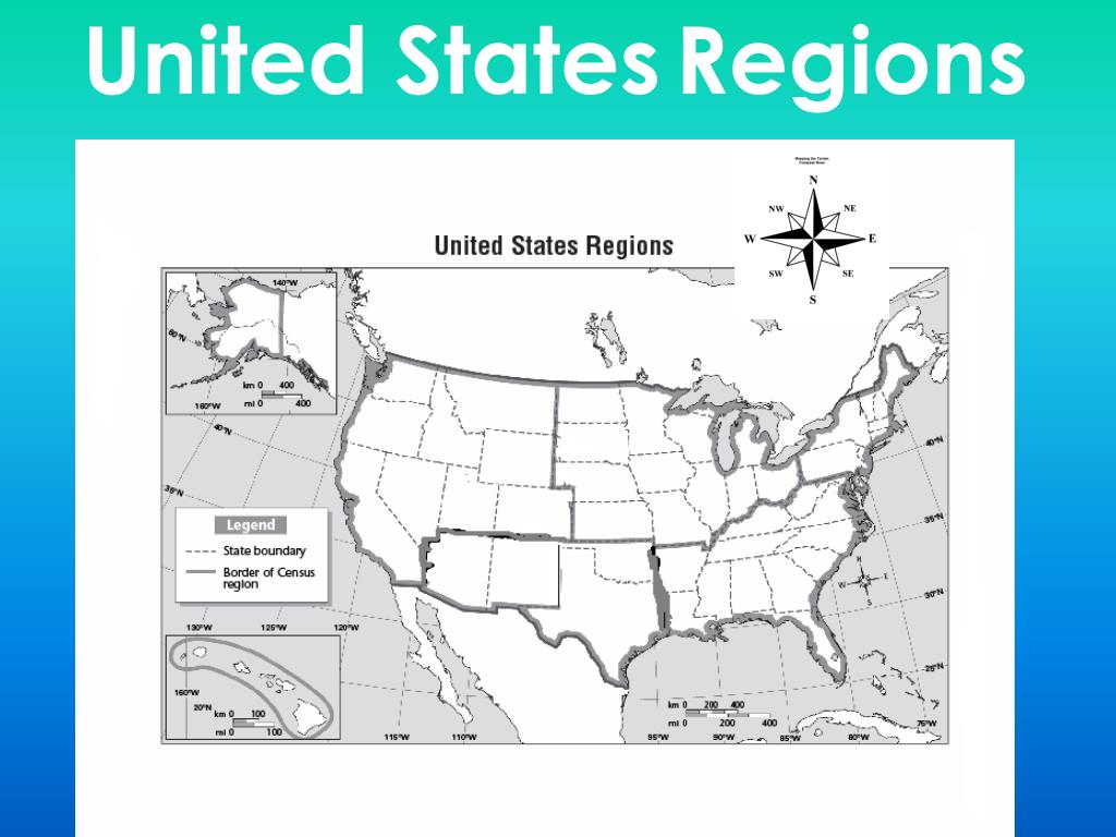 PPT - The Five regions of the USA. Naming the states and capitals by ...