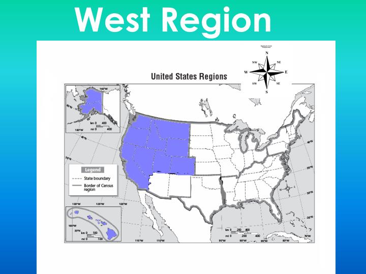 PPT - The Five regions of the USA. Naming the states and capitals by ...