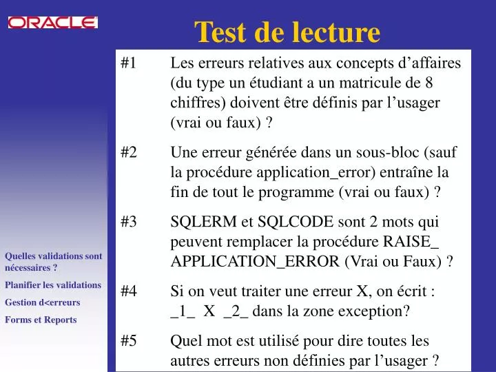 PPT - Test de lecture PowerPoint Presentation, free download - ID:5928287