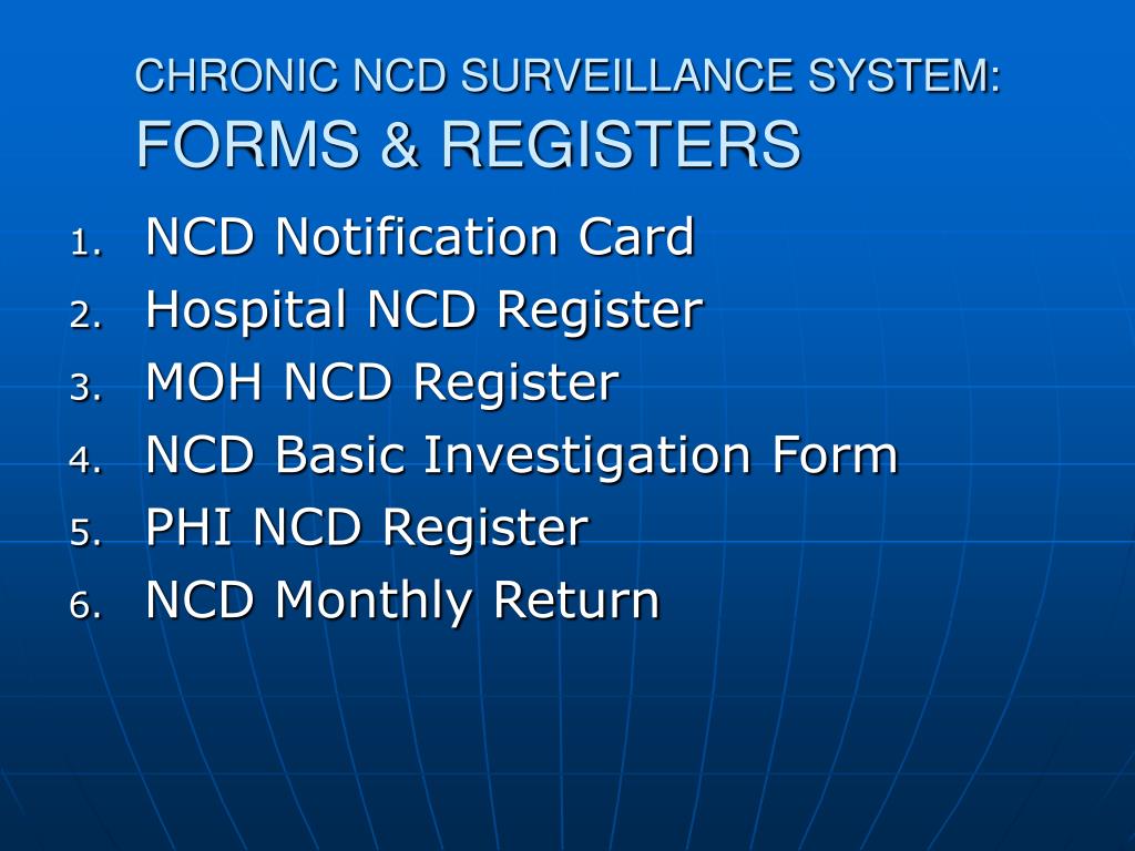 PPT - Non Communicable Disease Surveillance A Pilot Project in the ...
