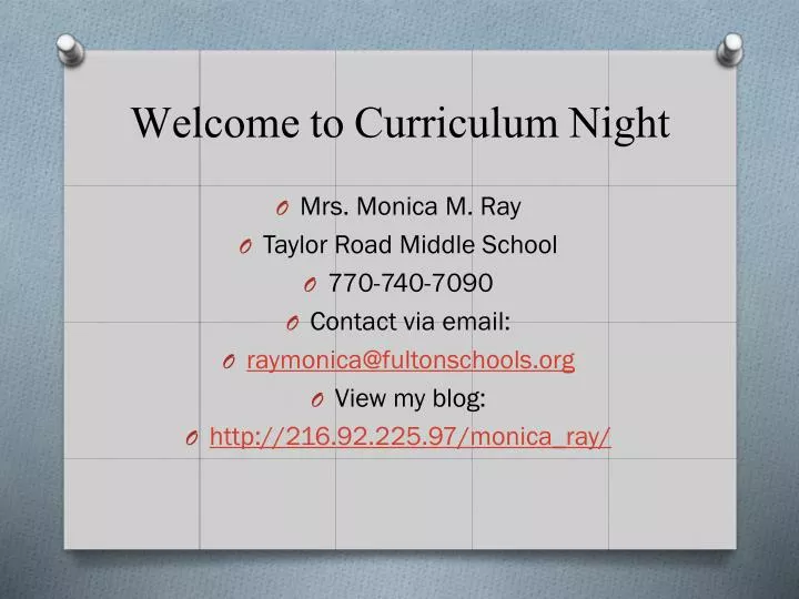 PPT - Welcome to Curriculum Night PowerPoint Presentation, free ...