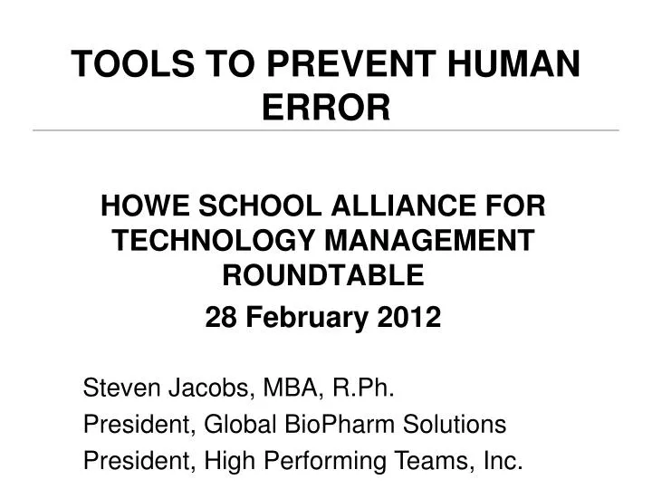 PPT - Tools to Prevent Human Error PowerPoint Presentation, free ...