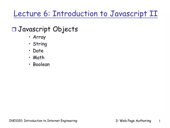 Ppt Lecture 6 Introduction To Javascript Ii Powerpoint Presentation