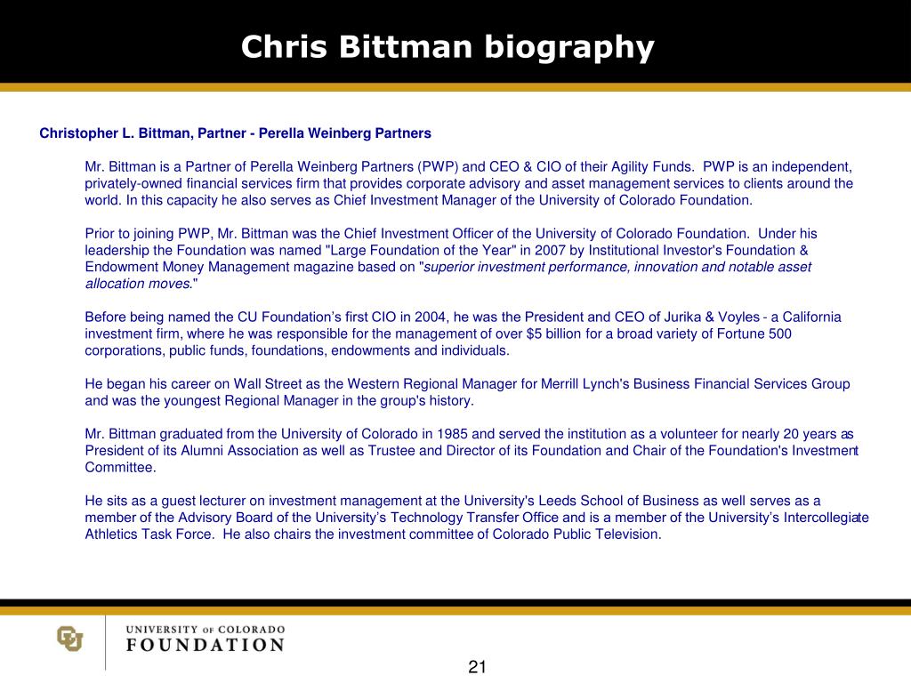 PPT - Investment Management Seminar Finance 4820 Chris Bittman Partner ...