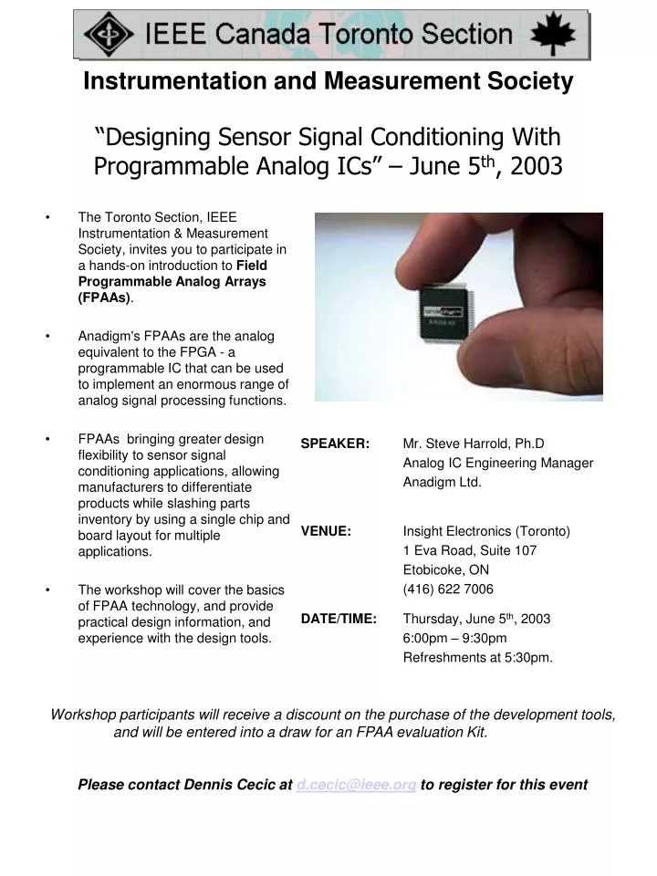 PPT - “Designing Sensor Signal Conditioning With Programmable Analog ICs” – June 5 th , 2003 ...
