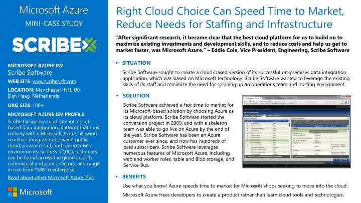 PPT - MICROSOFT AZURE ISV : Scribe Software WEB SITE : scribesoft ...