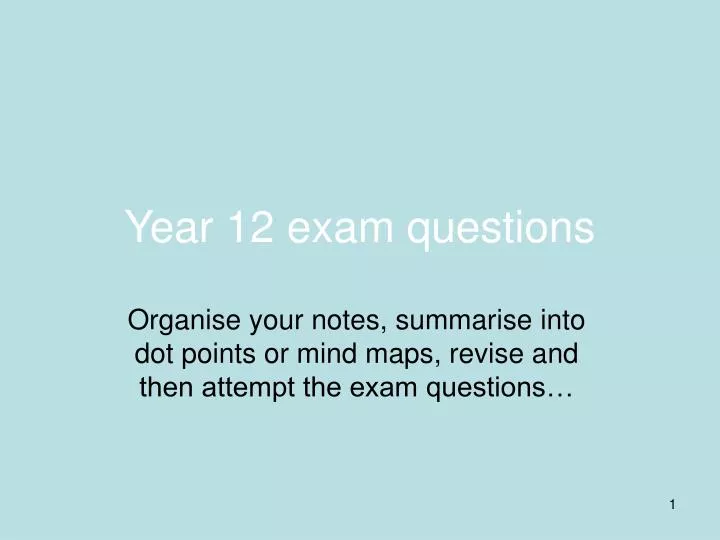 PPT - Year 12 exam questions PowerPoint Presentation, free download ...