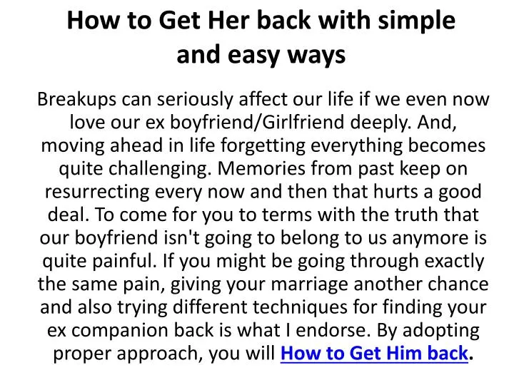 PPT - how to get her back PowerPoint Presentation, free download - ID ...