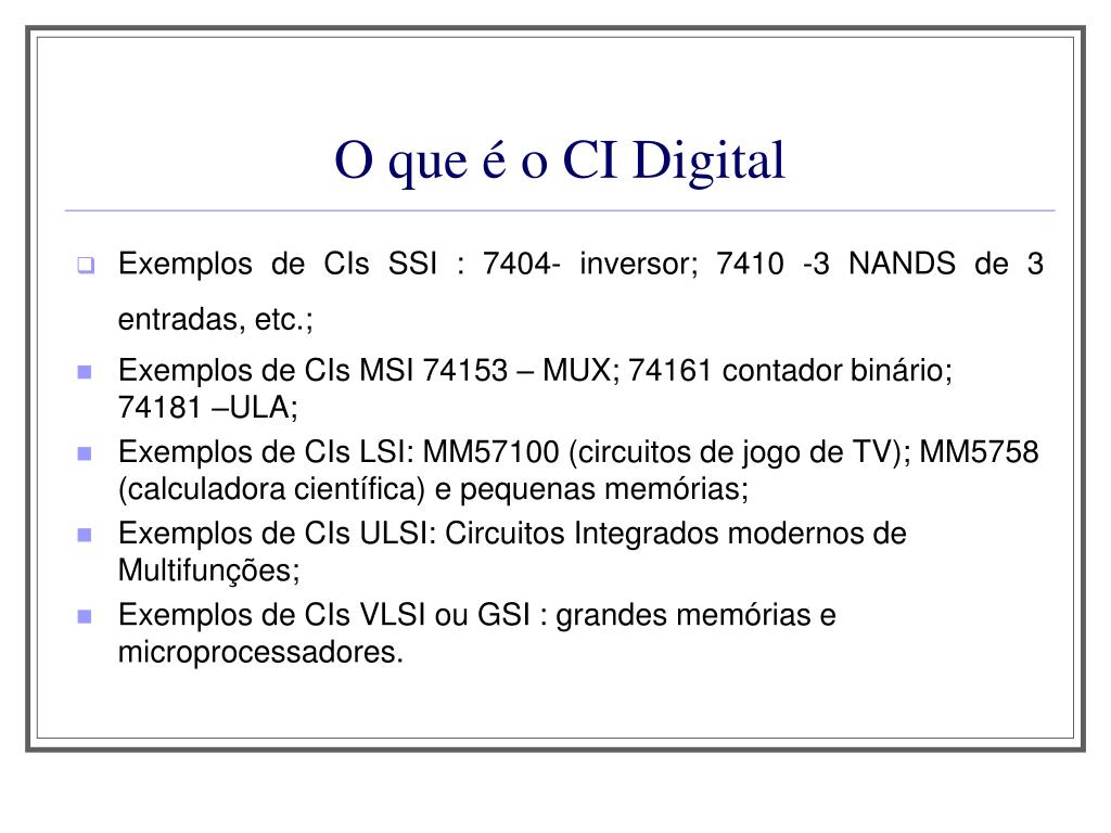 PPT - Eletrônica Digital CIs Digitais PowerPoint Presentation, free ...