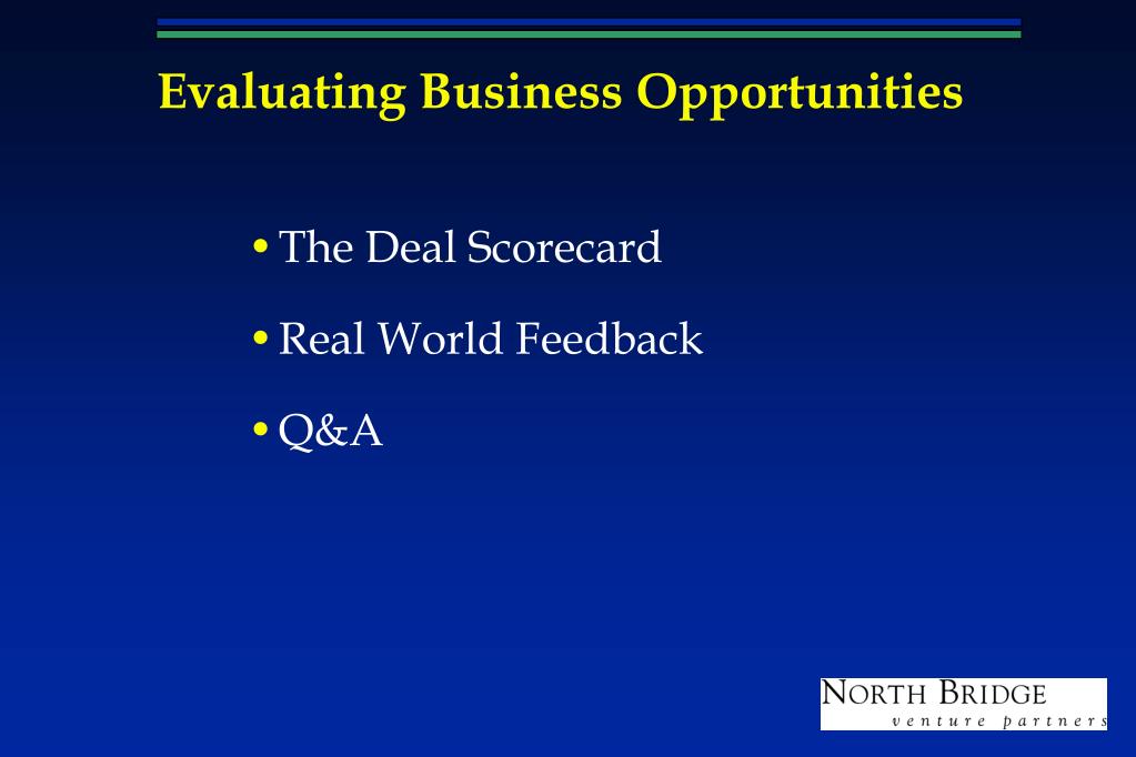 PPT - Evaluating Business Opportunities Jamie Goldstein nbvp PowerPoint ...