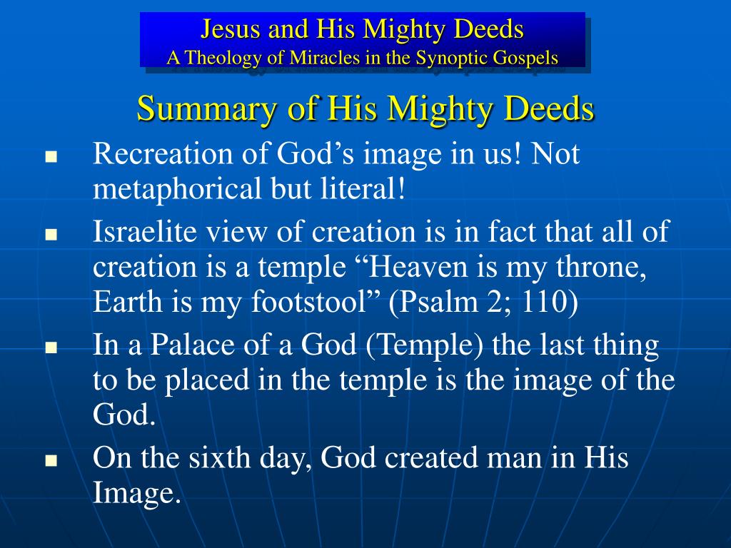 PPT - Jesus and His Mighty Deeds A Theology of Miracles in the Synoptic ...
