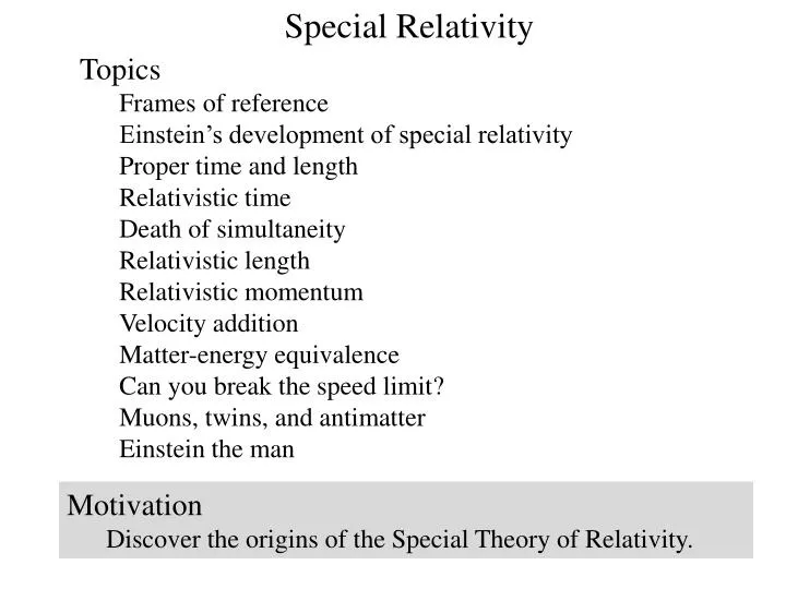 PPT - Special Relativity PowerPoint Presentation, free download - ID ...
