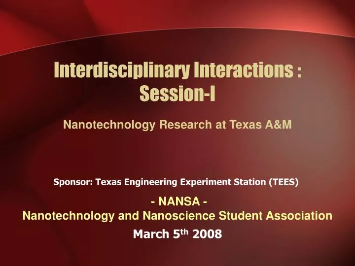 PPT - Interdisciplinary Interactions : Session-I PowerPoint ...