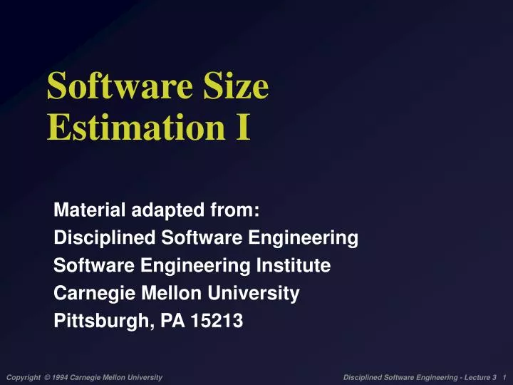 PPT - Software Size Estimation I PowerPoint Presentation, free download ...