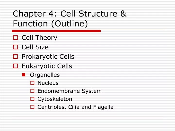 PPT - Chapter 4: Cell Structure & Function (Outline) PowerPoint ...