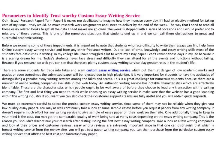 PPT - Parameters to Identify Custom Essay Writing Service PowerPoint ...