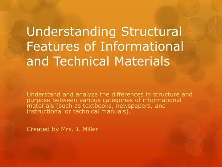 PPT - Understanding Structural Features of Informational and Technical ...