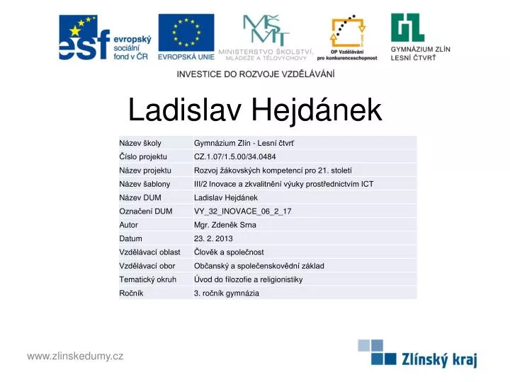 PPT - Ladislav Hejdánek PowerPoint Presentation, free download - ID:5960595