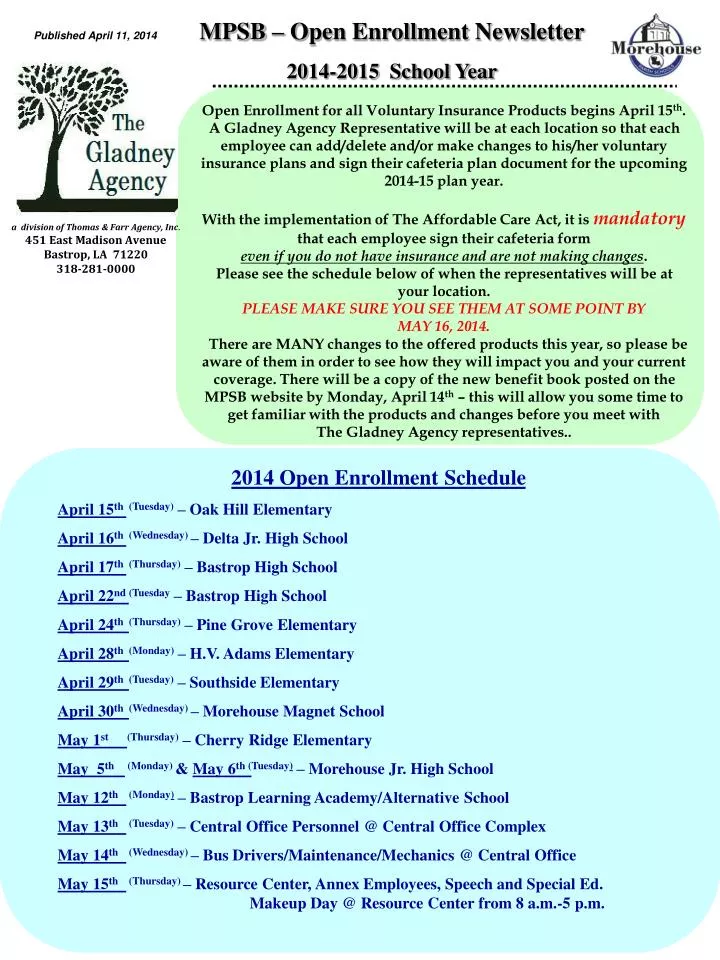 PPT - MPSB – Open Enrollment Newsletter 2014-2015 School Year ...