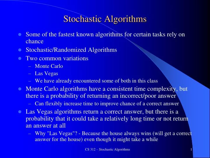 Ppt Stochastic Algorithms Powerpoint Presentation Free Download Id