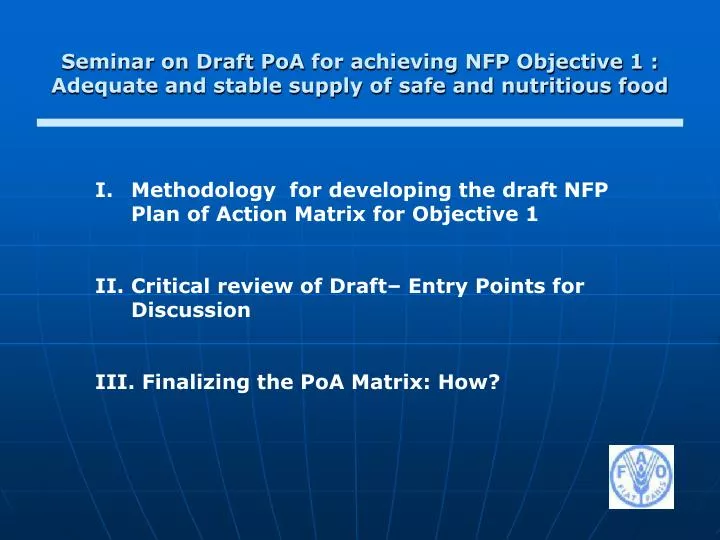 PPT - Methodology for developing the draft NFP Plan of Action Matrix ...