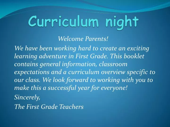 PPT - Curriculum night PowerPoint Presentation, free download - ID:5966392