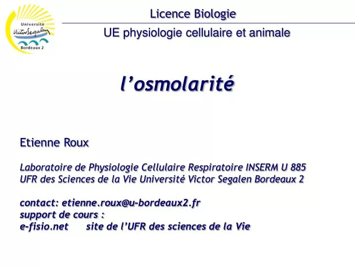 PPT - l’osmolarité PowerPoint Presentation, free download - ID:5968004