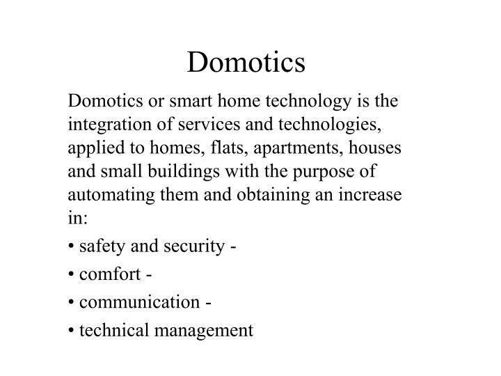PPT - Domotics PowerPoint Presentation, free download - ID:5968724