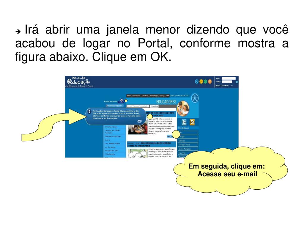 PPT - E-mail Institucional (Portal dia-a-dia) PowerPoint Presentation ...