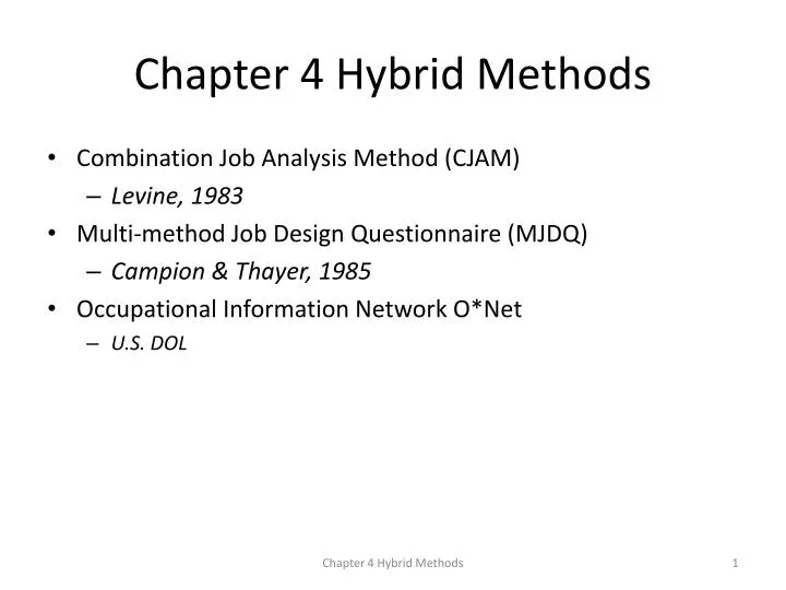PPT - Chapter 4 Hybrid Methods PowerPoint Presentation, free download ...