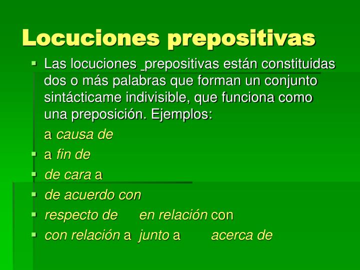 PPT - LA PREPOSICIÓN PowerPoint Presentation - ID:5973756