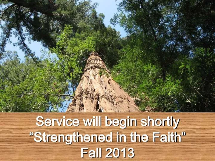 PPT - Service will begin shortly “Strengthened in the Faith” Fall 2013 ...